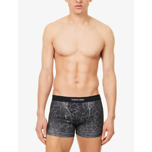 TOM FORD Cheetah-print Stretch-cotton Boxer Briefs - Ink