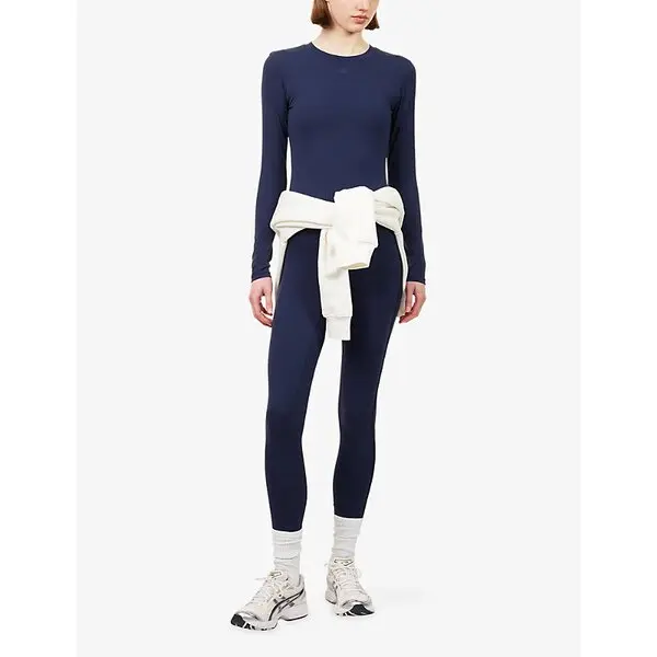 THE COUTURE CLUB Long-sleeve Compression Stretch-jersey Top - Navy