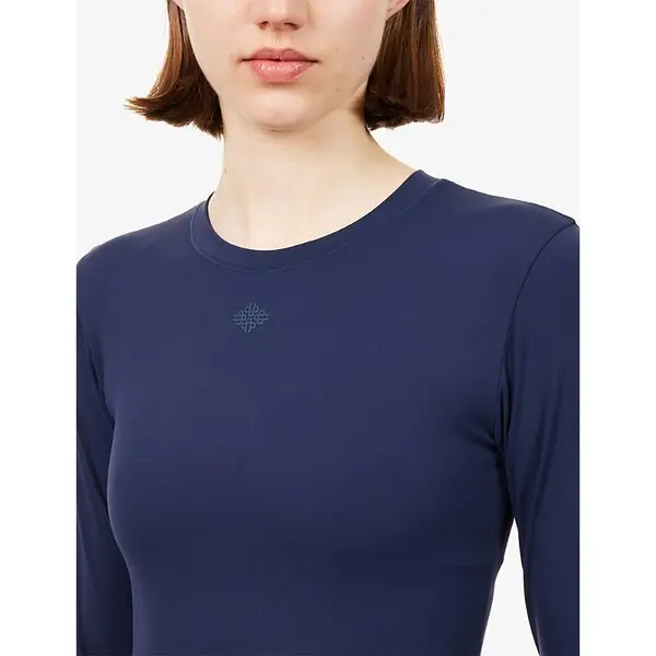 THE COUTURE CLUB Long-sleeve Compression Stretch-jersey Top - Navy