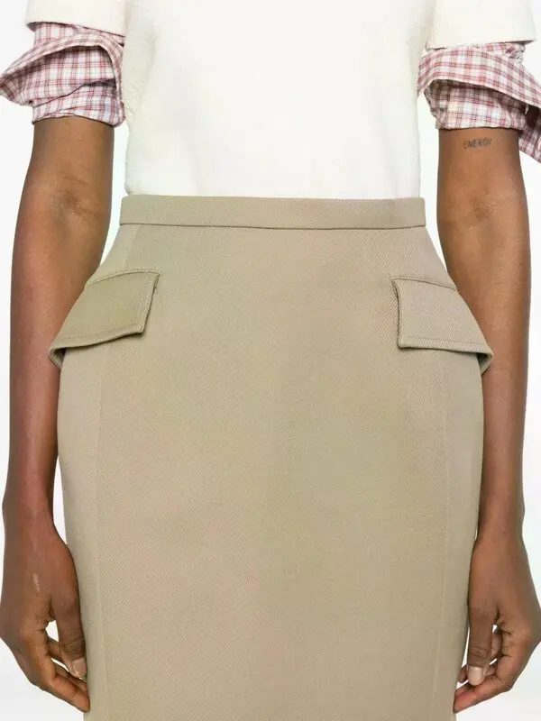 N°21 Khaki Green Mini Skirt With Zip Fastening And Front Pockets - Neutrals