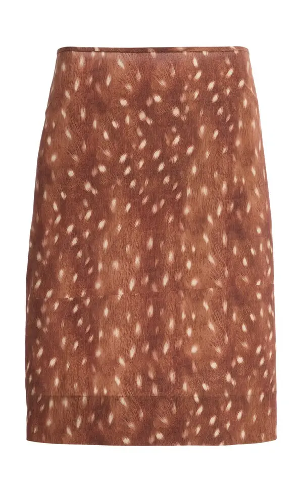 ST. AGNI Fawn Printed Crepe Midi Skirt - Brown