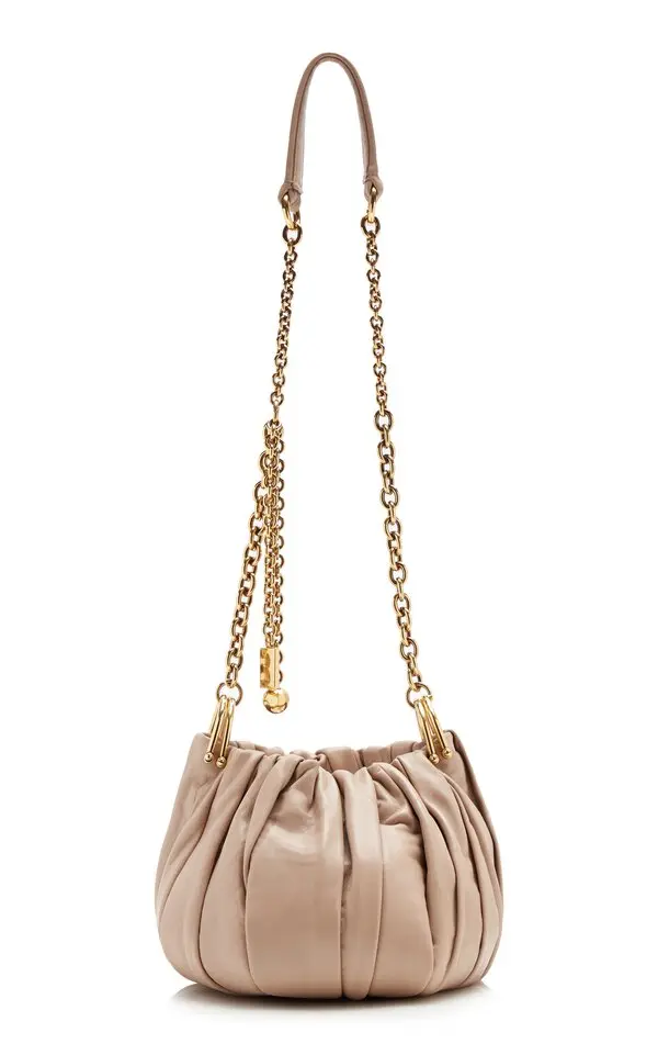 Chloé Plissé Leather Shoulder Bag - Brown