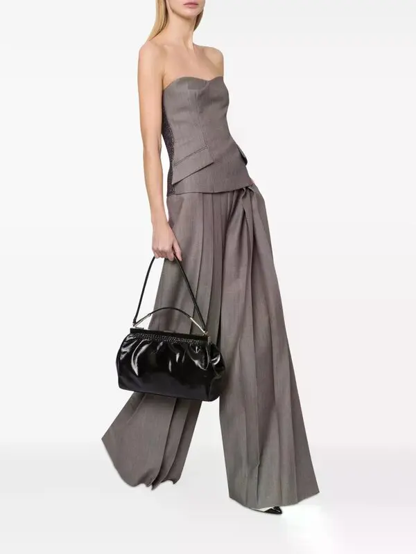 Alberta Ferretti Wool Tweed Bustier Top - Grey