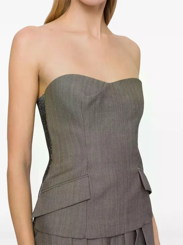 Alberta Ferretti Wool Tweed Bustier Top