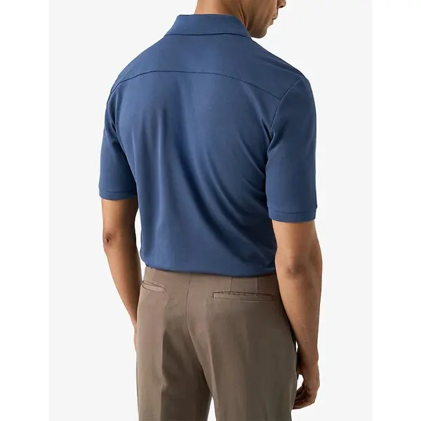 Eton Short-sleeved Cotton-piqué Polo Shirt - Mid Blue