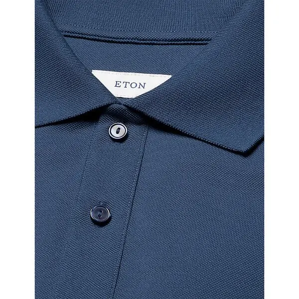 Eton Short-sleeved Cotton-piqué Polo Shirt - Mid Blue
