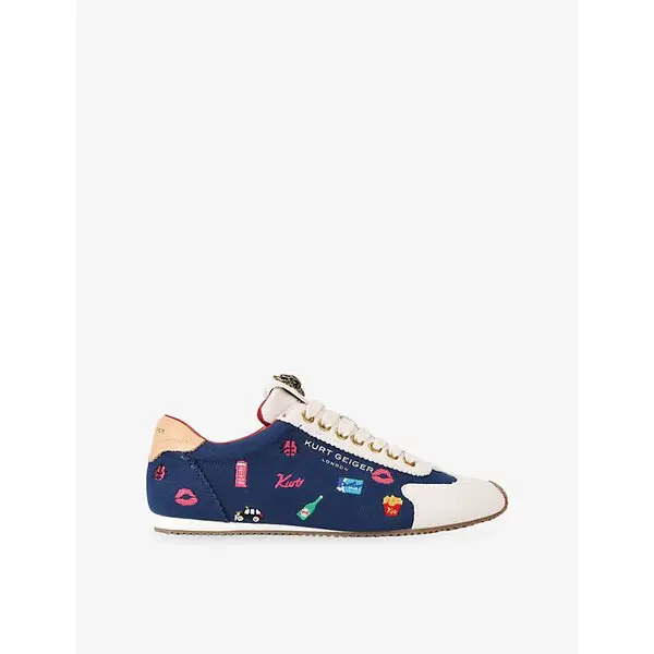 Kurt Geiger Islington Embroidered Low Top Trainers - Navy