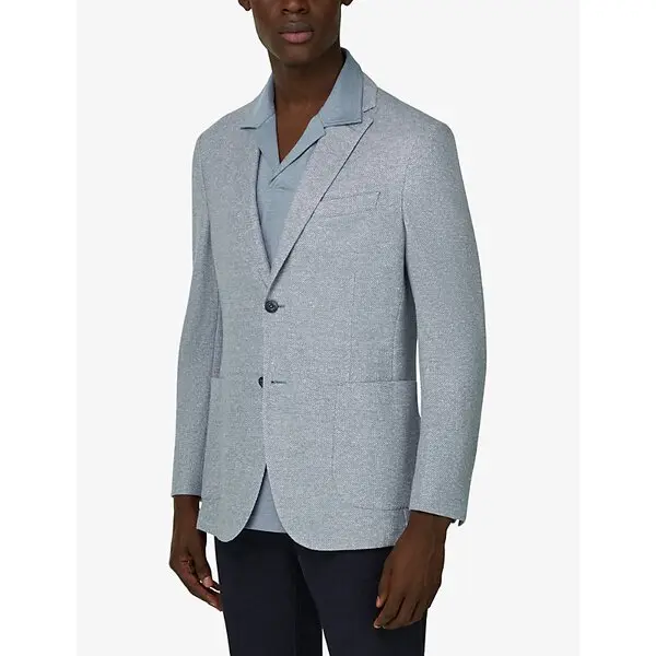Boggi Milano Textured Single-breasted Linen And Cotton-blend Blazer