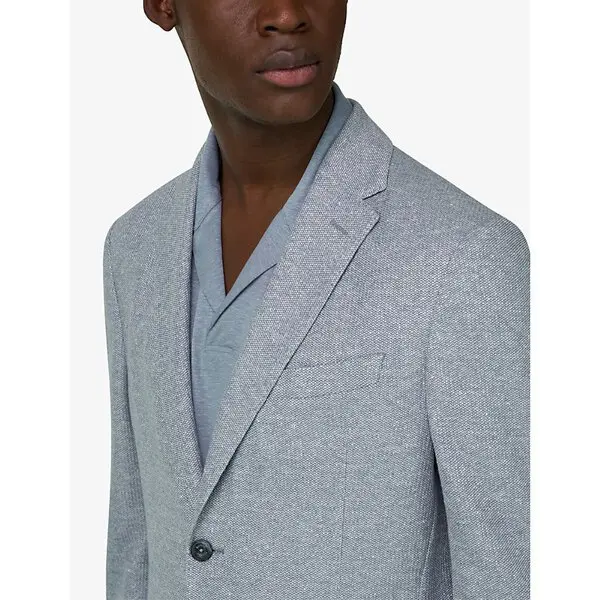 Boggi Milano Textured Single-breasted Linen And Cotton-blend Blazer