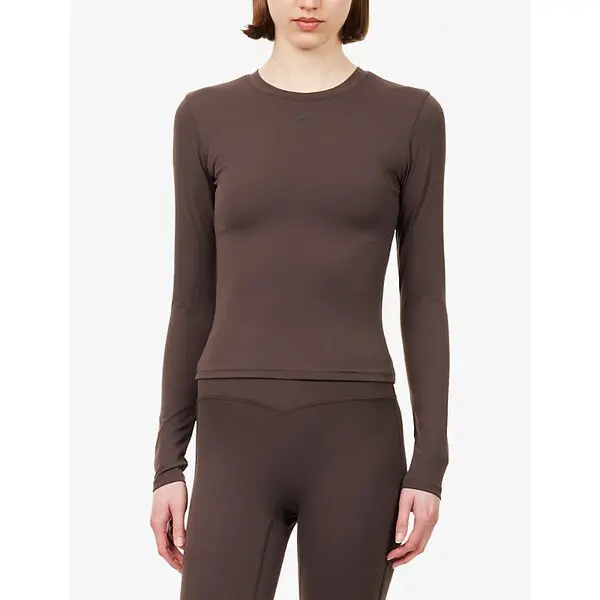 THE COUTURE CLUB Sculpting Long-sleeve Stretch-jersey Top - Chocolate