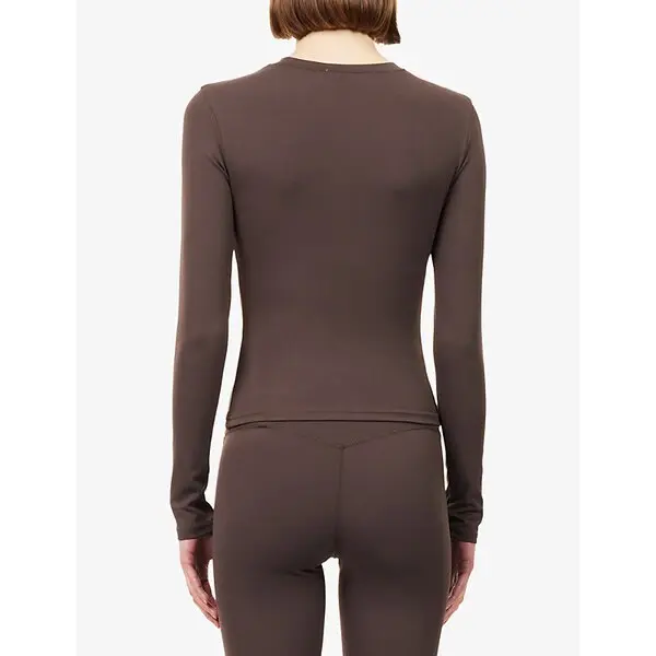 THE COUTURE CLUB Sculpting Long-sleeve Stretch-jersey Top - Chocolate