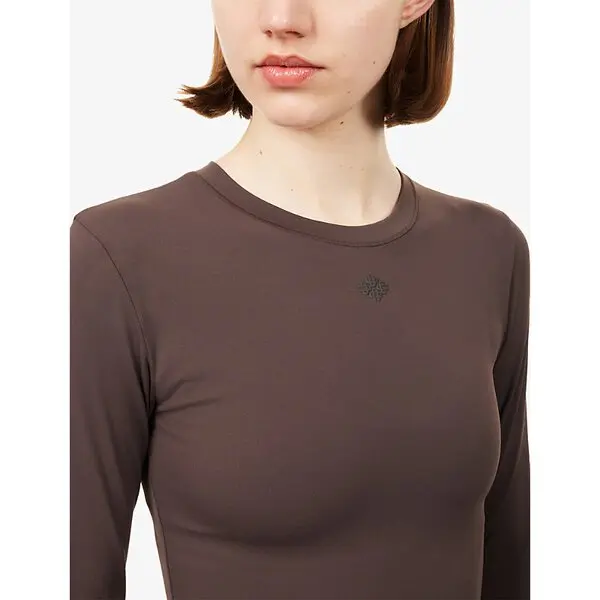 THE COUTURE CLUB Sculpting Long-sleeve Stretch-jersey Top - Chocolate