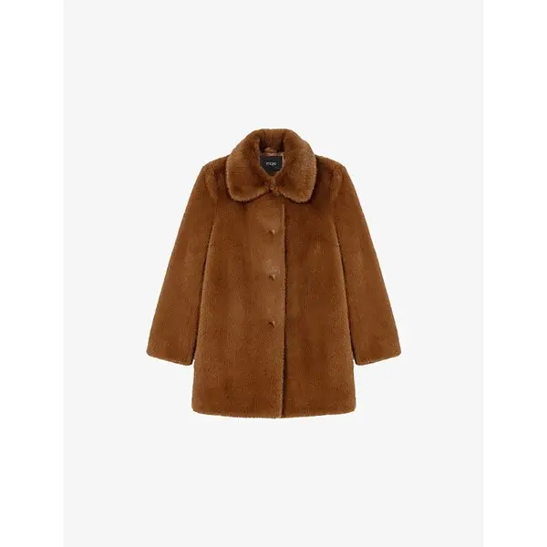 Maje Collared Faux Fur Mid-length Coat