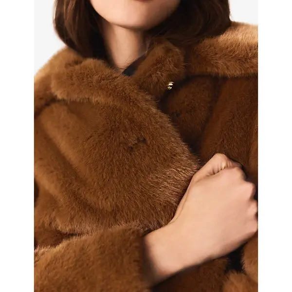 Maje Collared Faux Fur Mid-length Coat