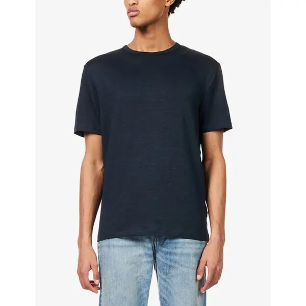 7 For All Mankind Relaxed-fit Crew-neck Linen-blend T-shirt