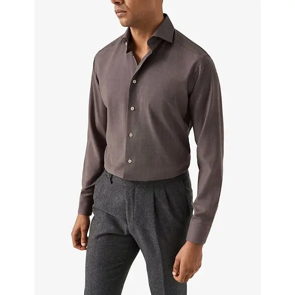 Eton Semi Solid Slim-fit Merino-wool Shirt