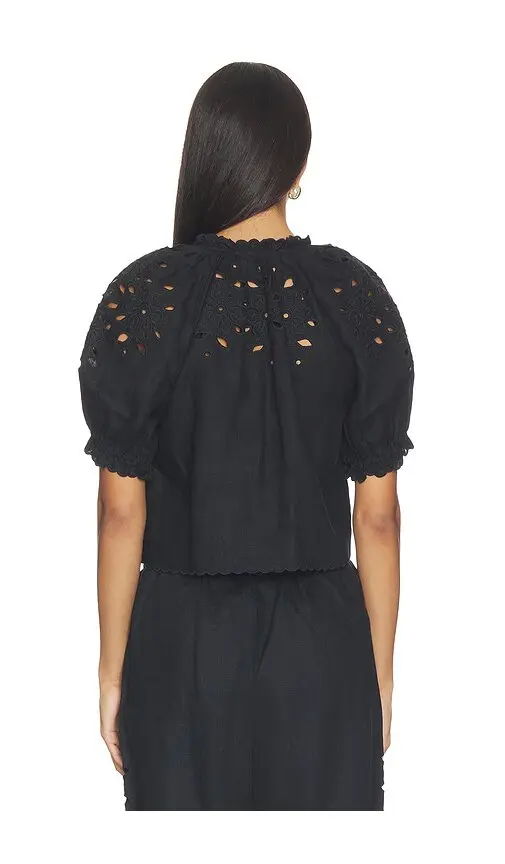 Rails Eyelet Linen Cropped Top
