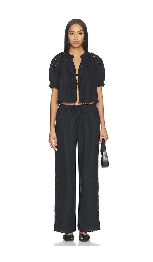 Rails Eyelet Linen Cropped Top