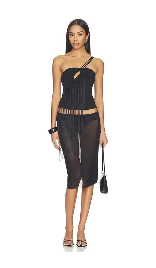 Miaou Cece One-shoulder Top With Fringe Detailing