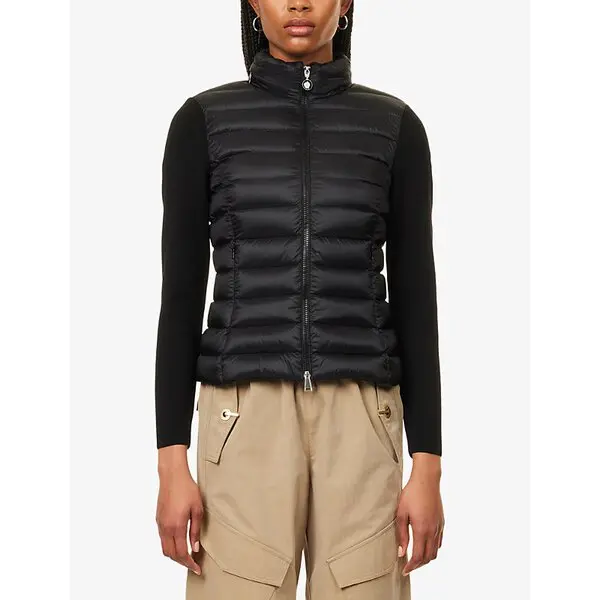 Moncler Hybrid Nylon And Wool Down Cardigan