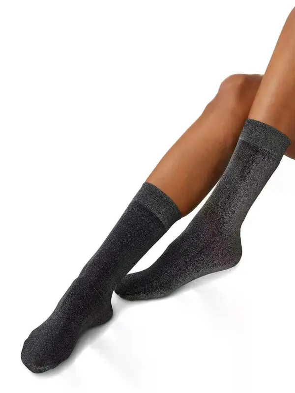 Swedish Stockings Shimmery Semi-sheer Socks - Black