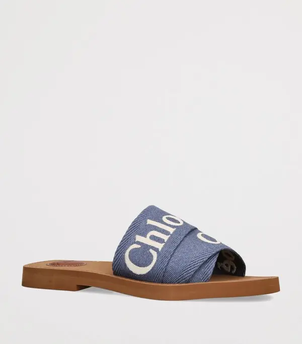 Chloé Canvas Jacquard Woody Sandals - Blue