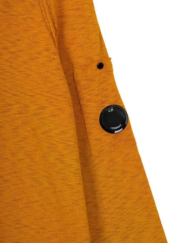 C.P. COMPANY Slub-texture Hoodie With Lens Detail - Orange