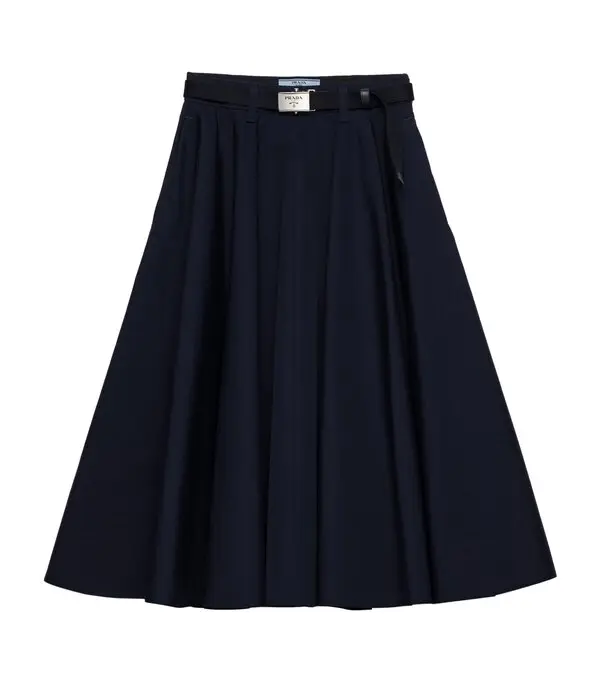 Prada A-line Midi Skirt With Buckle Belt