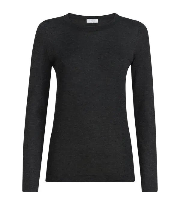 Brunello Cucinelli Cashmere-silk Crew Neck Sweater - Black