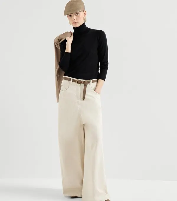 Brunello Cucinelli Cashmere-silk Blend Rollneck Sweater With Metallic Threads