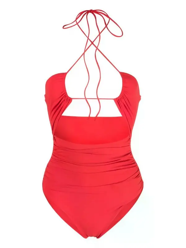 Magda Butrym Criss-cross Halterneck Swimsuit - Red