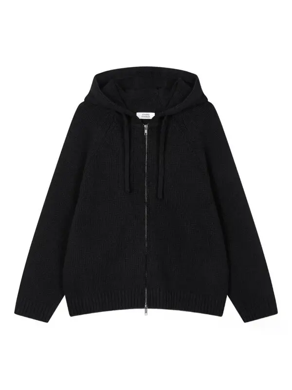 STUDIO TOMBOY Hooded Zip-up Wool Blend Sweater