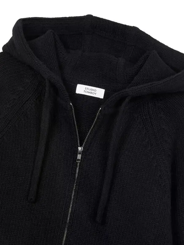 STUDIO TOMBOY Hooded Zip-up Wool Blend Sweater