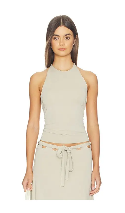 With Jéan Carrie Halter Top - Sage