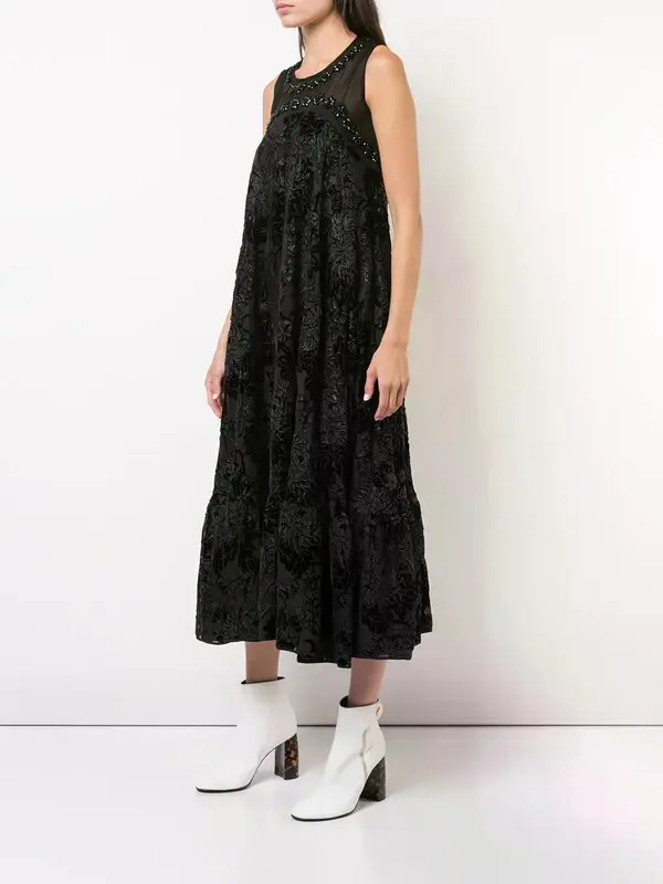 Rochas Floral Brocade Midi Dress