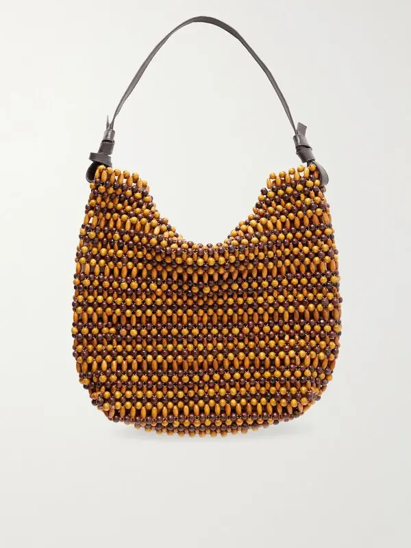 Staud Drift Beaded Leather Shoulder Bag