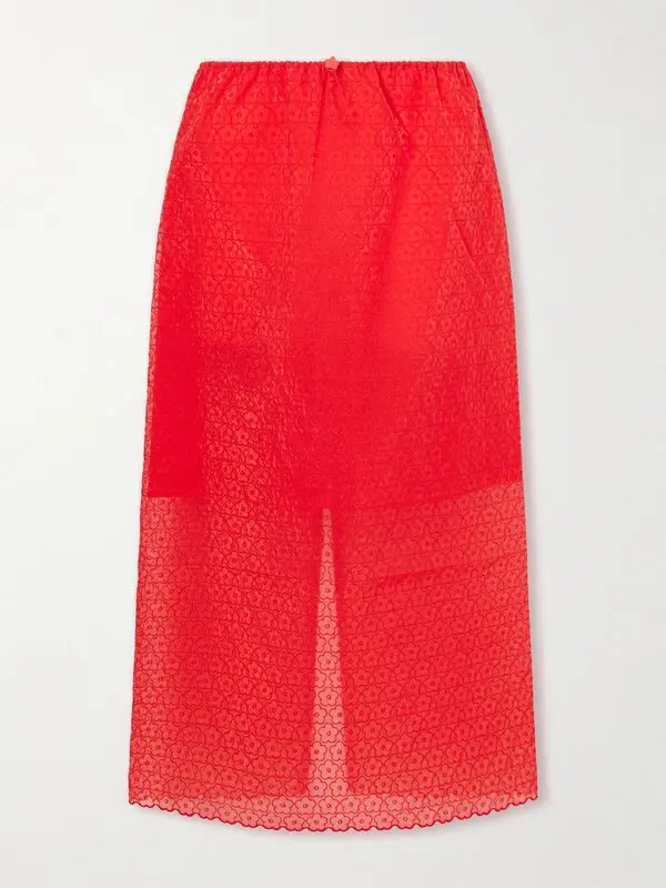 Cecilie Bahnsen Embroidered Tulle Midi Skirt