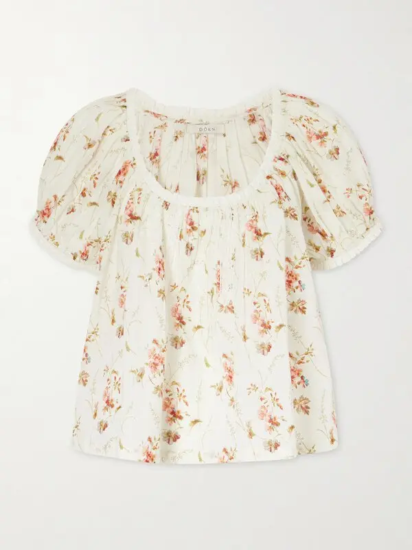 DÔEN Frederica Floral Print Organic Cotton Blouse - Multi