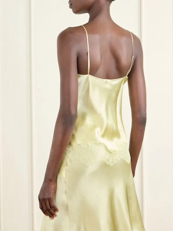Carine Gilson Lace-trimmed Silk-satin Camisole