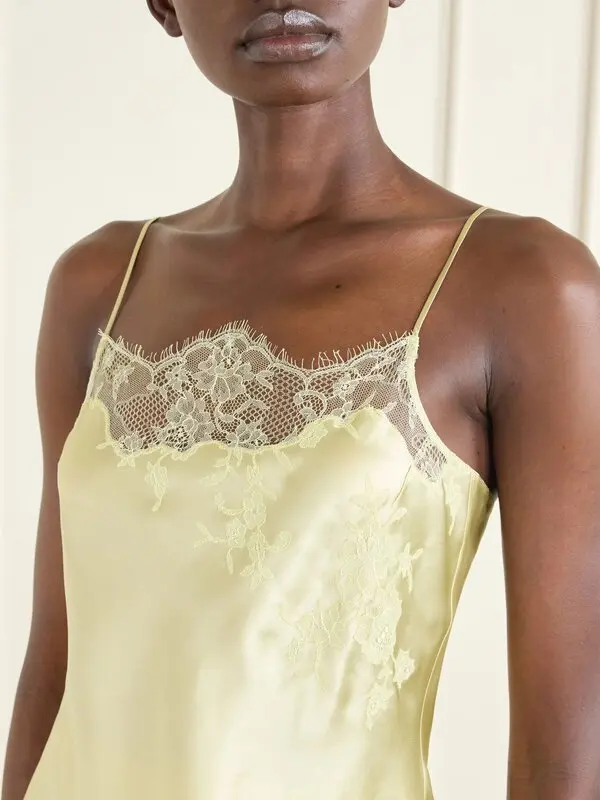 Carine Gilson Lace-trimmed Silk-satin Camisole