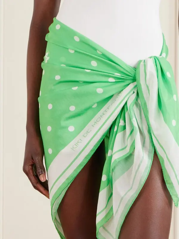 Kiki De Montparnasse Kiki Printed Cotton And Silk-blend Pareo - Green