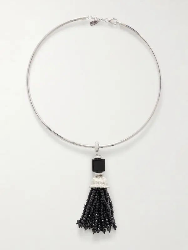 Le Sundial Nocturne Silver, Spinel And Onyx Choker - Black