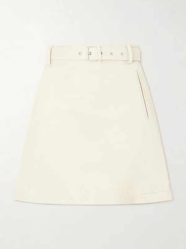 Marni Belted Leather Mini Skirt - Neutrals