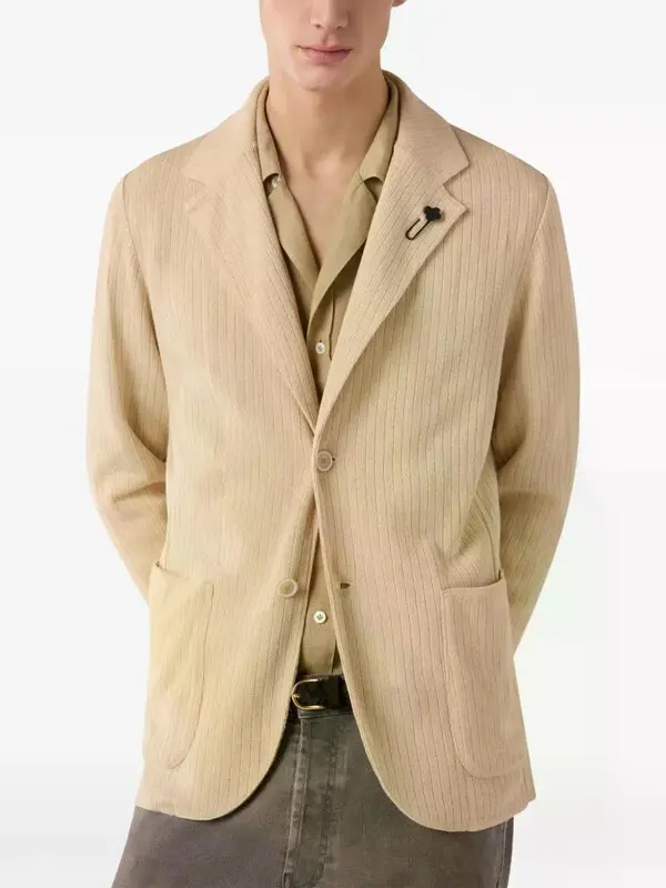 LARDINI Single-breasted Ribbed Jacket