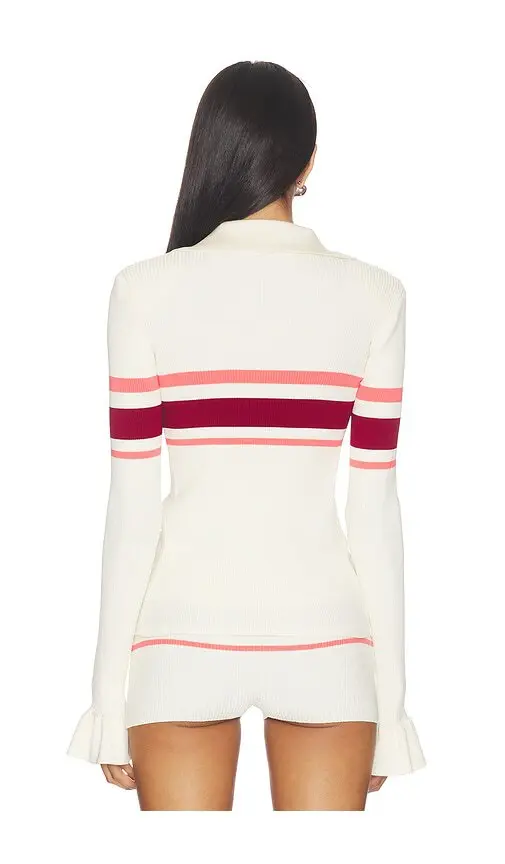 SELF-PORTRAIT Stripe Viscose Knit Button Top