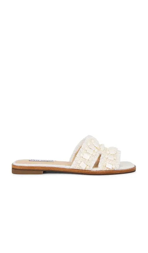Steve Madden Hadyn Embellished Raffia Slides - Ivory