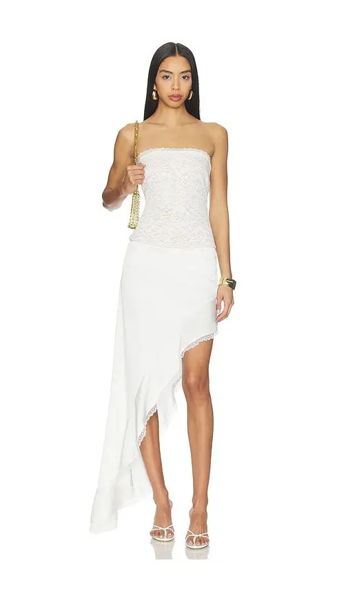 RUNAWAY THE LABEL Loana Lace Trim Strapless Top