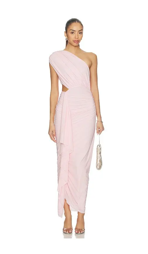 Superdown Asymmetrical Ruched Midi Dress - Blush