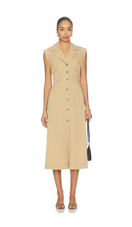 Veronica Beard Orla Gabardine Dress - Tan