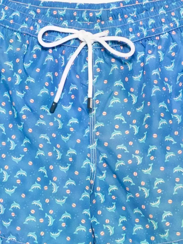 Fedeli Printed Swim Shorts - Blue